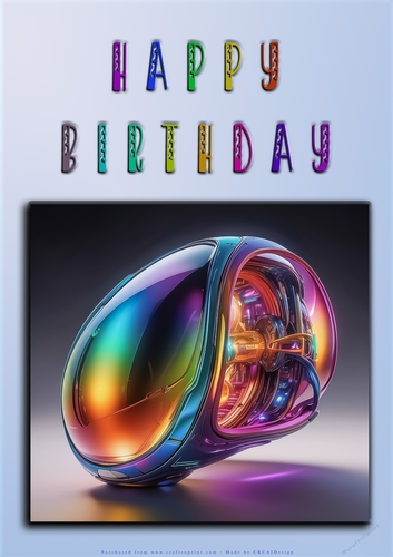 Rainbow Crash Helmet or Motorbike A4 Happy Birthday Card Front ...
