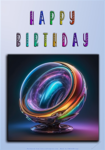 Rainbow Crash Helmet or Motorbike A4 Happy Birthday Card Front ...
