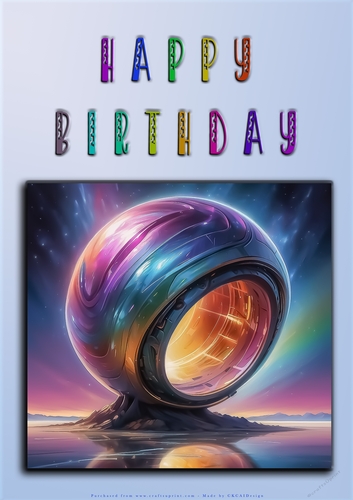 Rainbow Crash Helmet or Motorbike A4 Happy Birthday Card Front ...