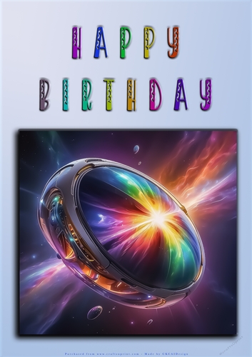 Rainbow Crash Helmet or Motorbike A4 Happy Birthday Card Front ...
