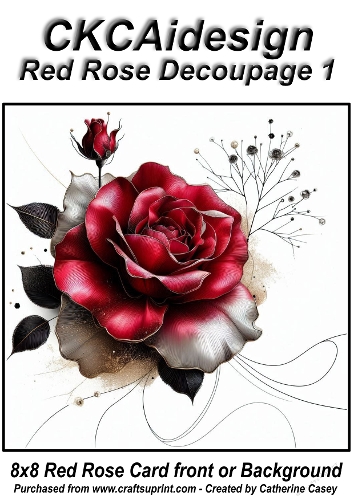 Red Rose kit 1 Decoupage card rose 8x8 - CUP1373760_59450 | Craftsuprint