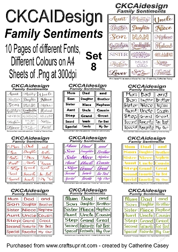 10 Pages of Family Sentiments DIfferent Fonts Different Colours .png ...