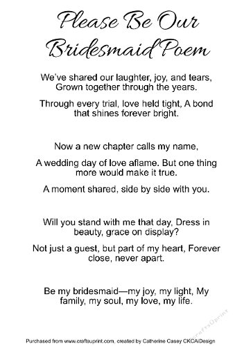 Please Be Our Bridesmaid Poem No. 2 - CUP1374920_59450 | Craftsuprint