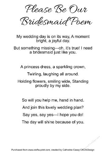 Please Be Our Bridesmaid Poem No. 3 - CUP1374921_59450 | Craftsuprint