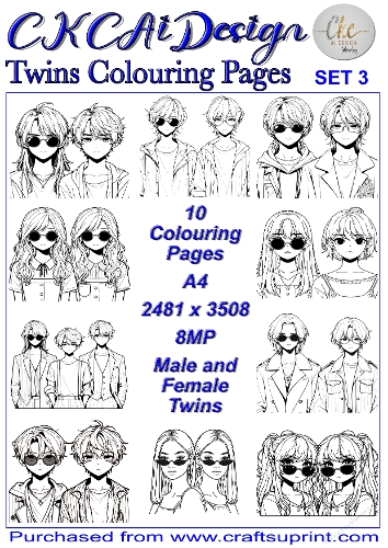 Twins Colouring Pages 10 x pairs of Twins to colour at your leisure Set ...