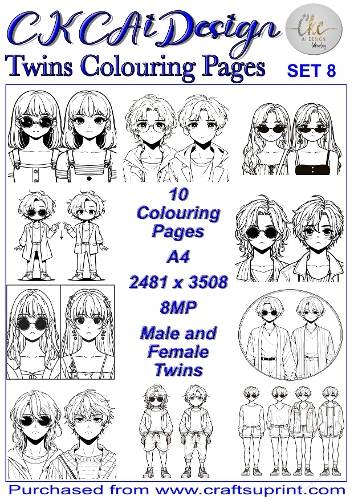 Twins Colouring Pages 10 x pairs of Twins to colour at your leisure Set ...