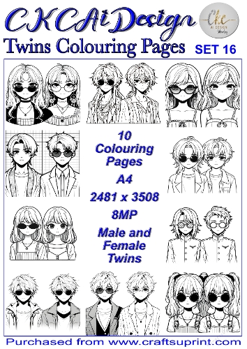 Twins Colouring Pages 10 x pairs of Twins to colour at your leisure Set ...