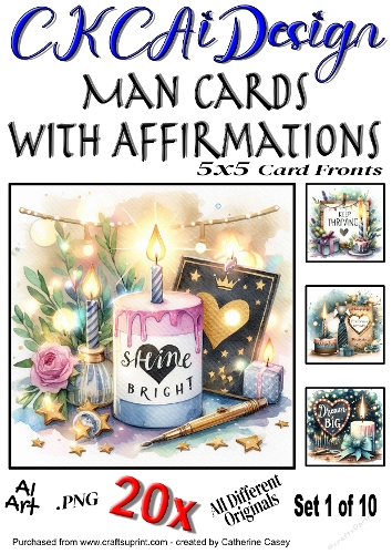 20x 5x5 Male Birthday Cards with Affirmations Set 1 of 10 - CUP1391315 ...