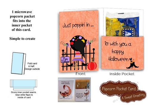 Printable Poppin In Halloween Pocket Card For Microwave Popcorn Packet ...