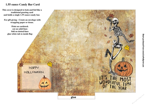 Printable Happy Skeleton Pocket Card for 1.55 ounce Candy Bar ...