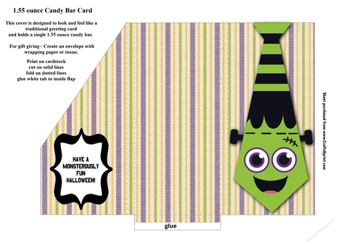 Printable Frankenstein Tie Pocket Card for 1.55 ounce Candy Bar ...