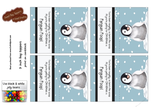 Penguin Poop 3 inch Treat Bag Toppers - CUP1254738_80573 | Craftsuprint