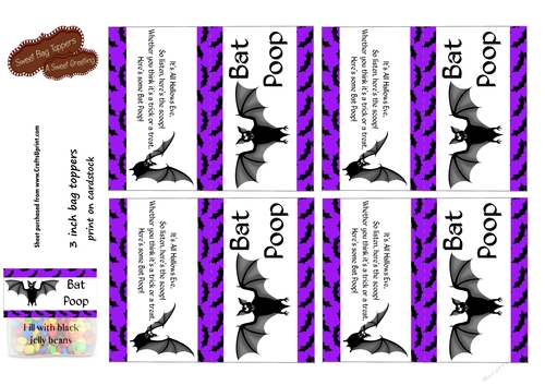 Printable Bat Poop 3 inch Treat Bag Topper - CUP1256729_80573 ...