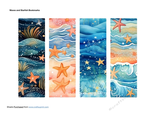 Waves and Starfish Bookmarks - CUP1258215_87117 | Craftsuprint