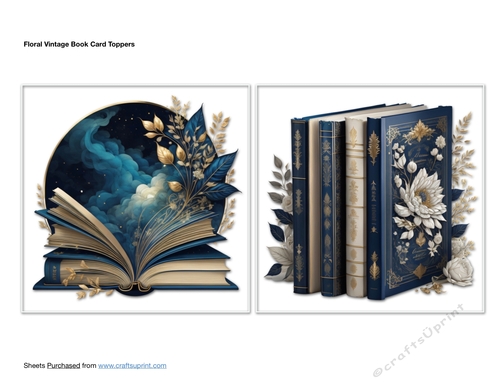 Floral Vintage Book Card Toppers - CUP1262684_87117 | Craftsuprint