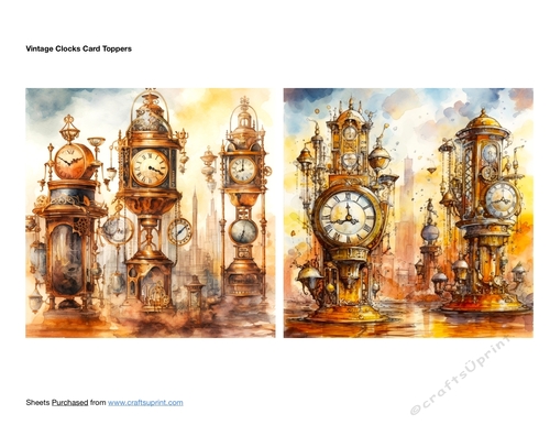 Vintage Clocks Card Toppers - CUP1265404_87117 | Craftsuprint