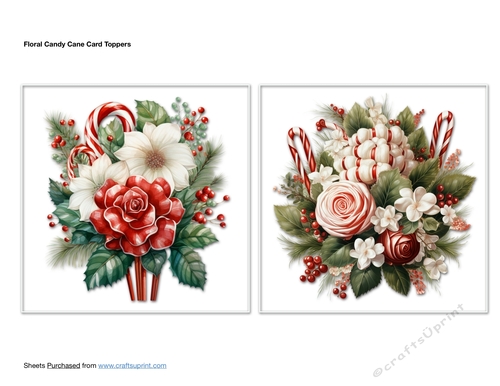 Floral Candy Cane Card Toppers - CUP1266867_87117 | Craftsuprint