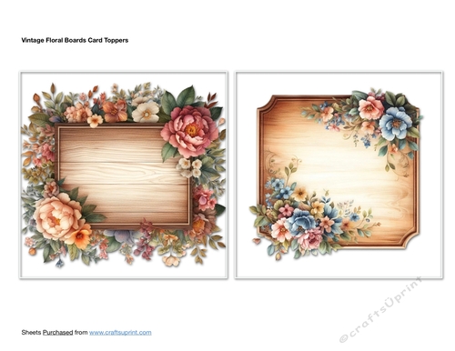 Vintage Floral Boards Card Toppers - CUP1270524_87117 | Craftsuprint