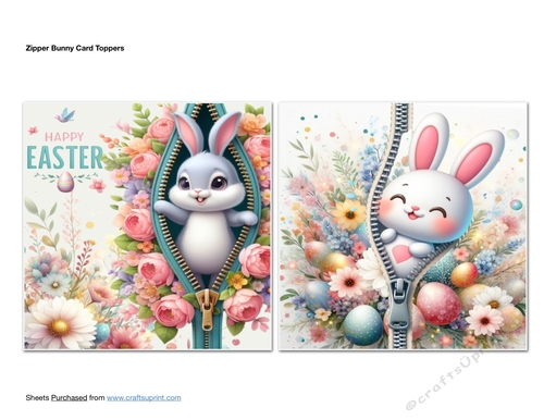 Zipper Bunny Card Toppers - CUP1285468_87117 | Craftsuprint