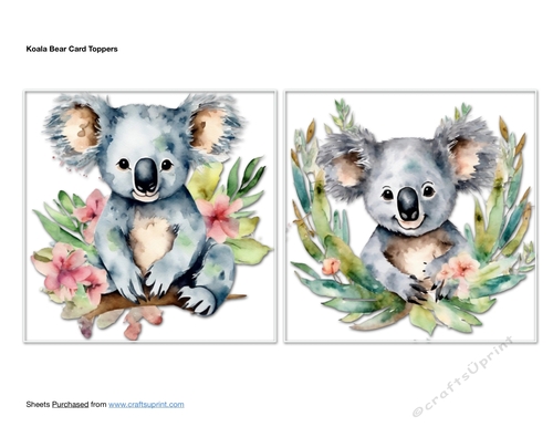 Koala Bear Card Toppers - CUP1286589_87117 | Craftsuprint
