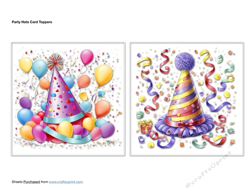 Party Hats Card Toppers - CUP1287224_87117 | Craftsuprint