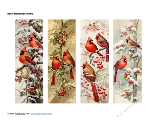 Red Cardinal Bookmarks - CUP1290413_87117 | Craftsuprint