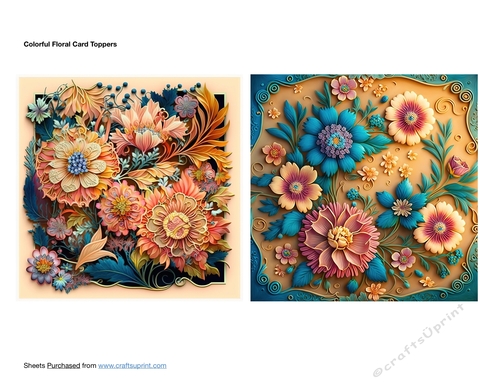 Colorful Floral Card Toppers - CUP1292128_87117 | Craftsuprint