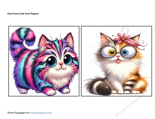 Cute Funny Cats Card Toppers - CUP1294930_87117 | Craftsuprint
