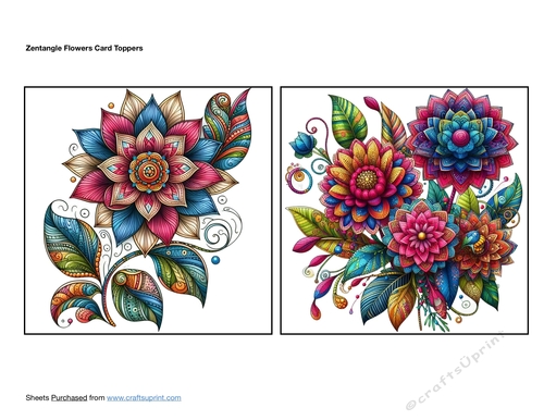 Zentangle Flowers Card Toppers - CUP1298970_87117 | Craftsuprint