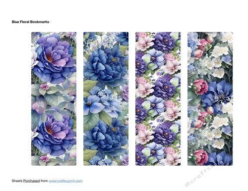 Blue Floral Bookmarks - CUP1298976_87117 | Craftsuprint