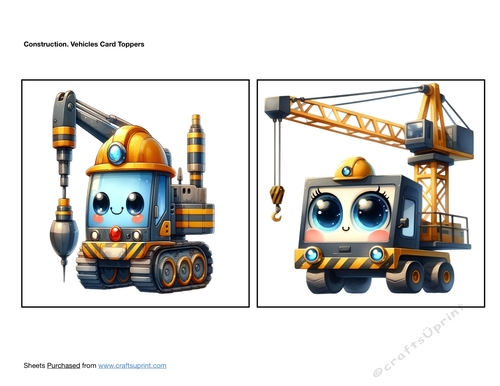 Construction. Vehicles Card Toppers - CUP1306984_87117 | Craftsuprint
