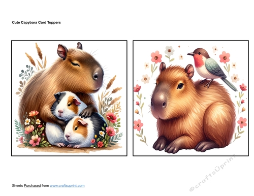 Cute Capybara Card Toppers - CUP1307335_87117 | Craftsuprint