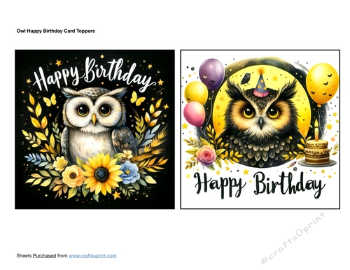 Owl Happy Birthday Card Toppers - CUP1308844_87117 | Craftsuprint