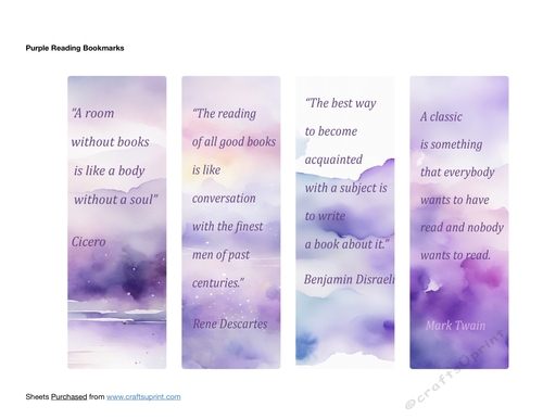 Purple Reading Bookmarks - CUP1309089_87117 | Craftsuprint