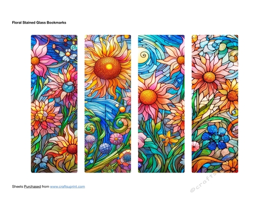 Floral Stained Glass Bookmarks - CUP1313617_87117 | Craftsuprint