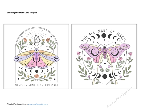 Boho Mystic Moth Card Toppers - CUP1320291_87117 | Craftsuprint