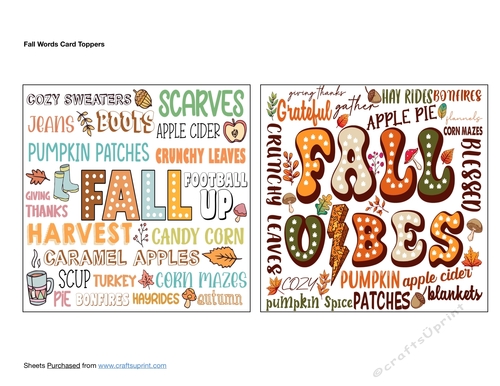 Fall Words Card Toppers - CUP1334363_87117 | Craftsuprint