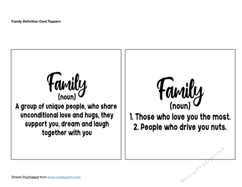 Family Definition Card Toppers - CUP1337454_87117 | Craftsuprint