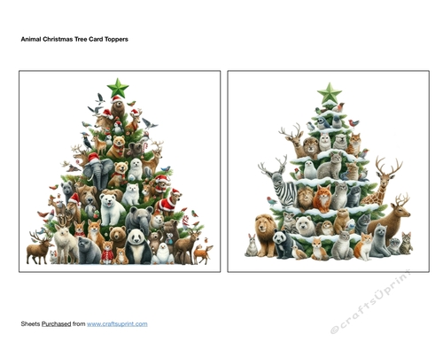 Animal Christmas Tree Card Toppers - CUP1340370_87117 | Craftsuprint