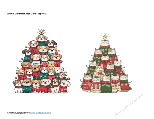 Animal Christmas Tree Card Toppers 2 - CUP1348665_87117 | Craftsuprint