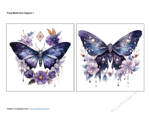 Floral Moth Card Toppers - CUP1365838_87117 | Craftsuprint