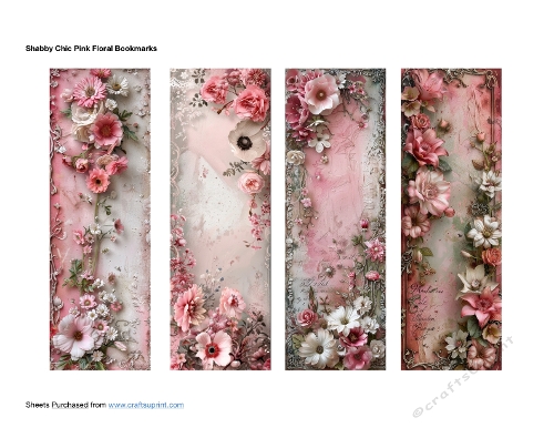 Shabby Chic Pink Floral Bookmarks - CUP1374495_87117 | Craftsuprint