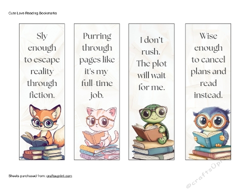 Cute Love Reading Bookmarks - CUP1377351_87117 | Craftsuprint