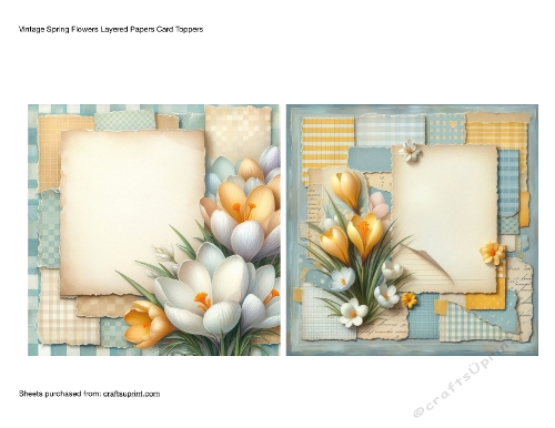 Vintage Spring Flowers Layered Papers Card Toppers - CUP1381399_87117 ...