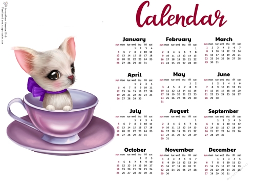 2020 calendar Pup in a teacup - CUP1020016_4063 | Craftsuprint