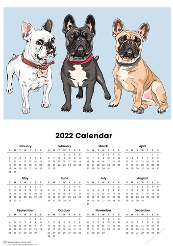 2022 Calendar 3 Frenchies - CUP1136918_4063 | Craftsuprint