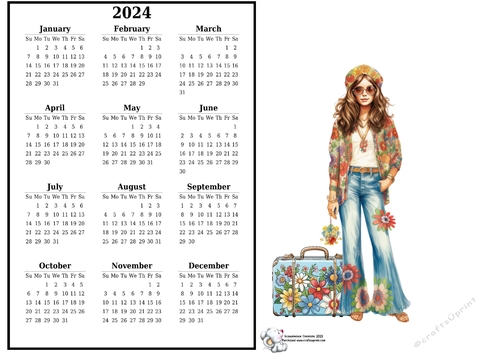 2024 calendar Hippie Girl 3 - CUP1264143_4063 | Craftsuprint