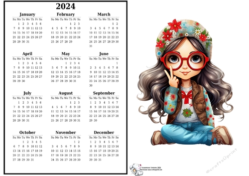 2024 calendar Hippie Girl - CUP1264144_4063 | Craftsuprint