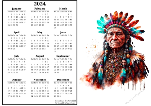 2024 calendar Native American Shamen - CUP1264152_4063 | Craftsuprint