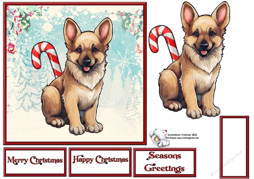 German Shepherd Pup with Candy Cane - CUP1268178_4063 | Craftsuprint